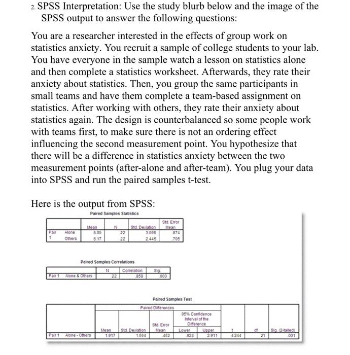 Solved Here is the output from SPSS: Paired Samples | Chegg.com