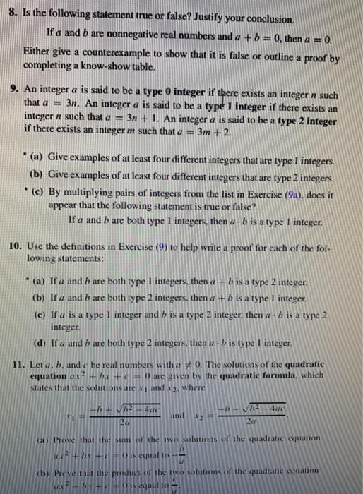 Solved 8. Is the following statement true or false? Justify | Chegg.com