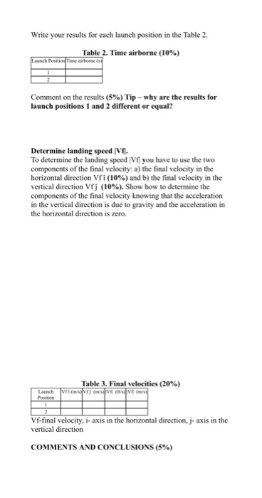 Solved Determining Initial Velocity Through Projectile | Chegg.com