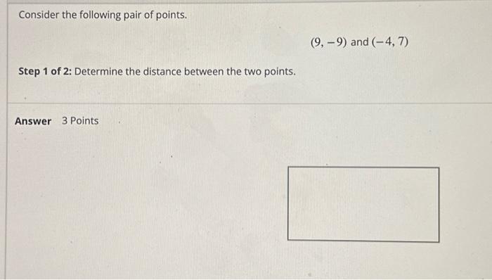 Consider the following pair of points. Step 1 of 2: | Chegg.com