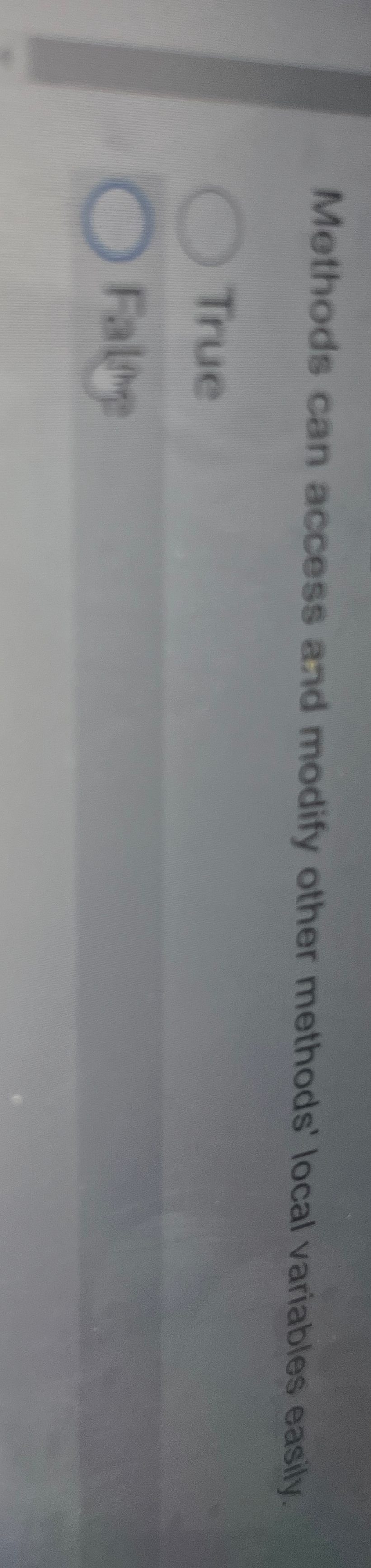 Solved Methods can access and modify other methods' local | Chegg.com