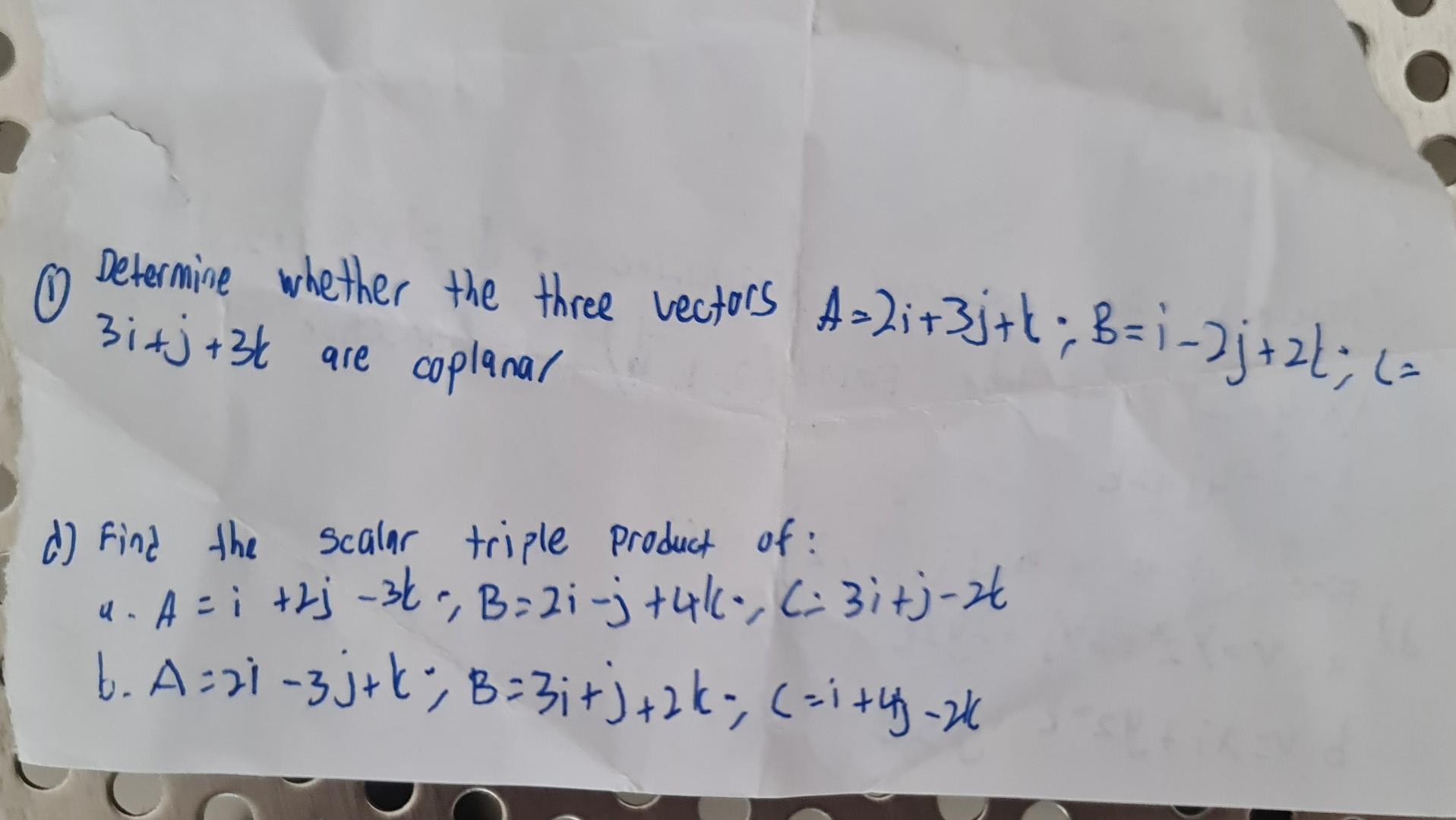 Solved (1) Determine whether the three vectors | Chegg.com