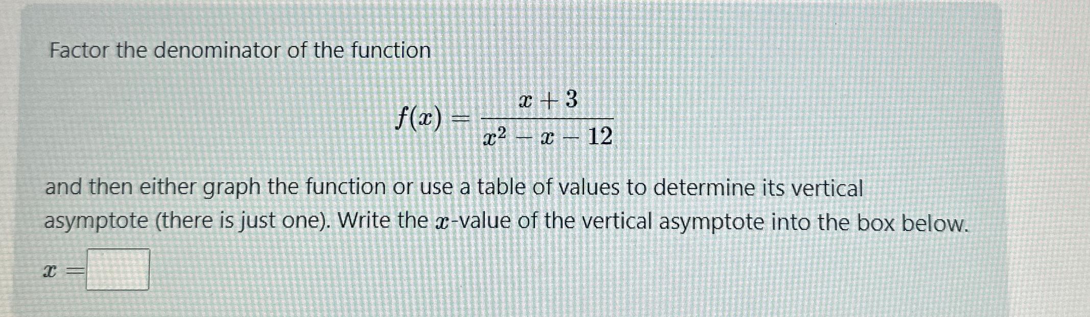 Solved Factor the denominator of the | Chegg.com