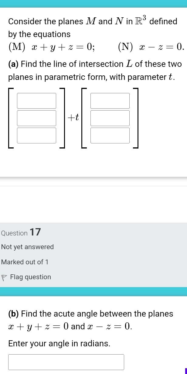 Solved Consider the planes M and N in R3 defined by the | Chegg.com
