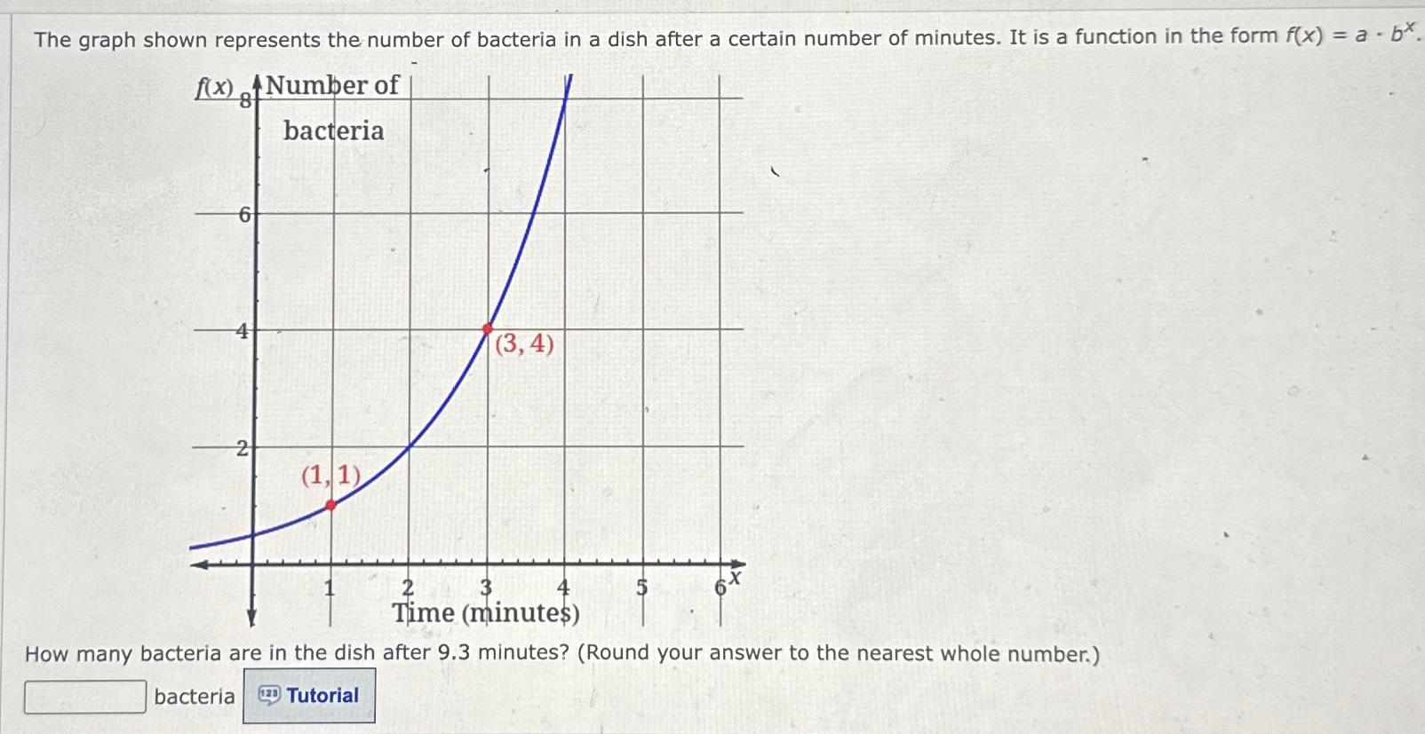 Solved The graph shown represents the number of bacteria in | Chegg.com