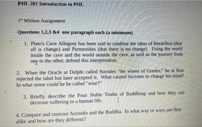 1st Written Assignment Questions 1,2,3 \& 4 one | Chegg.com