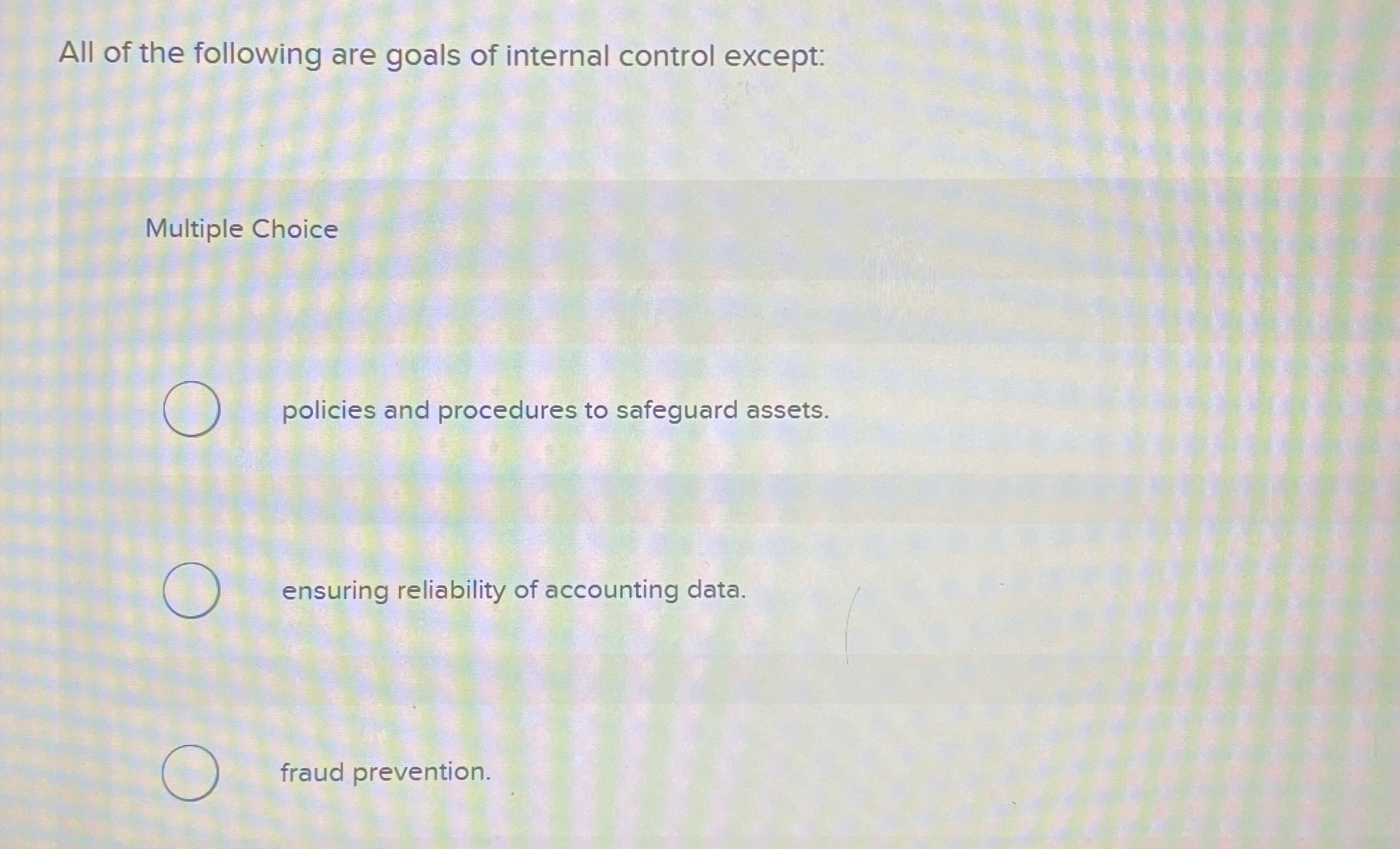 Solved All of the following are goals of internal control | Chegg.com
