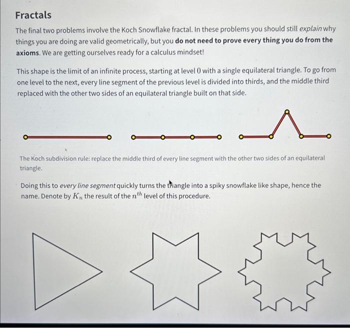 Solved Fractals The final two problems involve the Koch | Chegg.com
