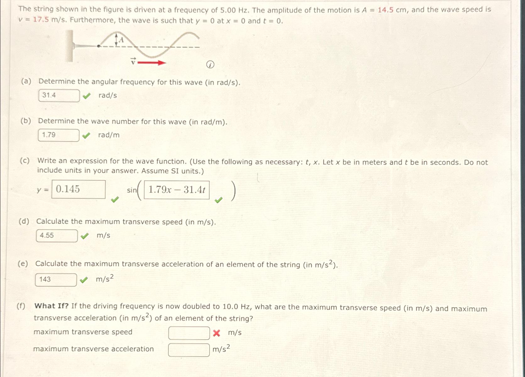 Solved The string shown in the figure is driven at a | Chegg.com
