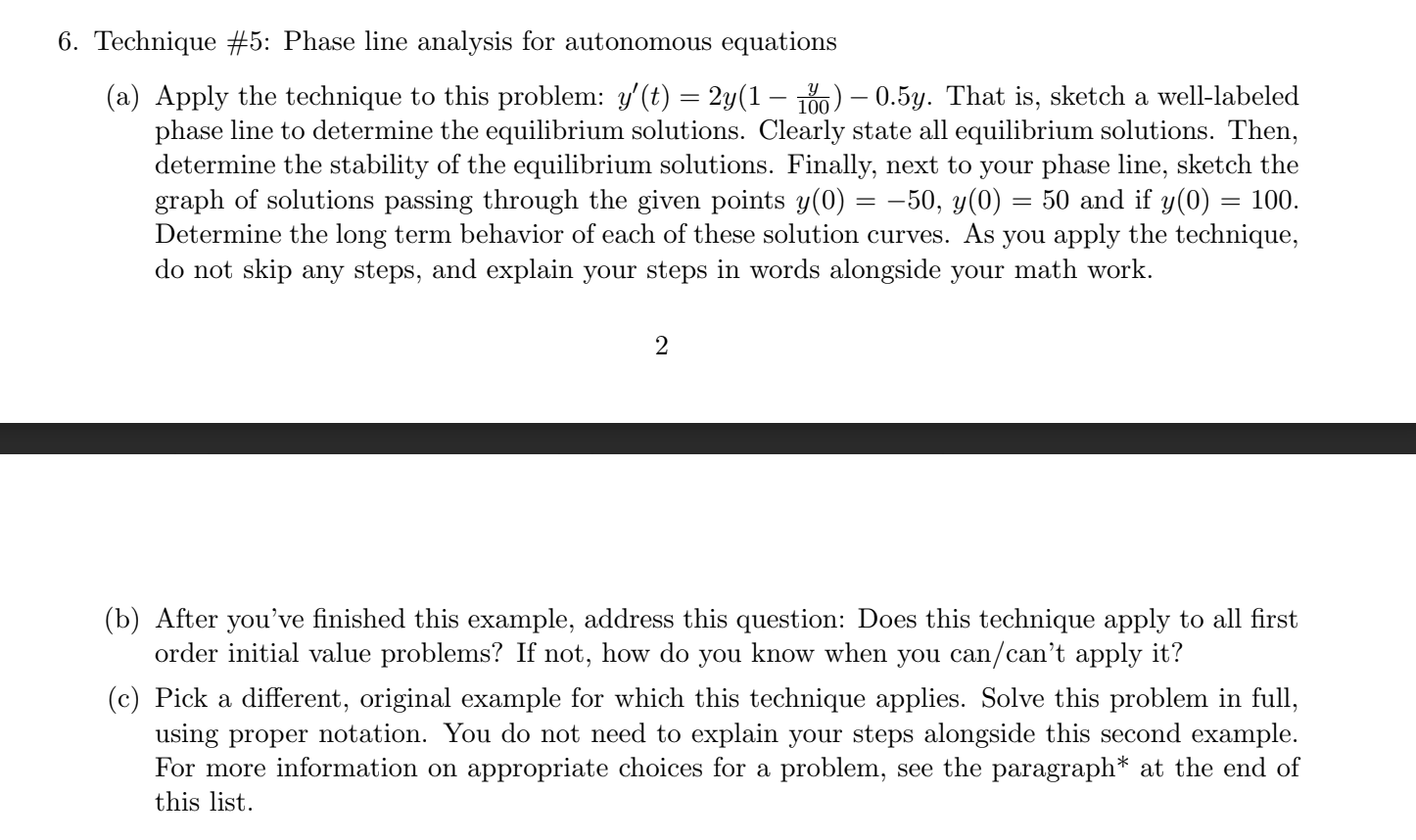 Solved 6. ﻿Technique \#5: Phase line analysis for autonomous | Chegg.com