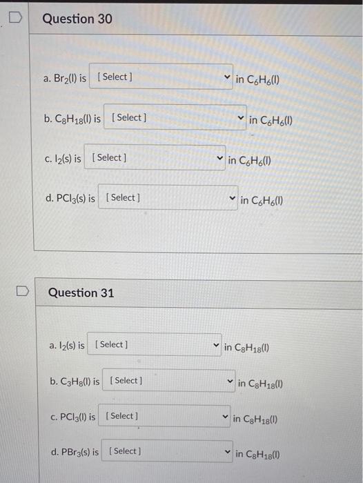 Solved Question 30 a. Brz() is (Select ] in CoH6(0) b. CgH | Chegg.com