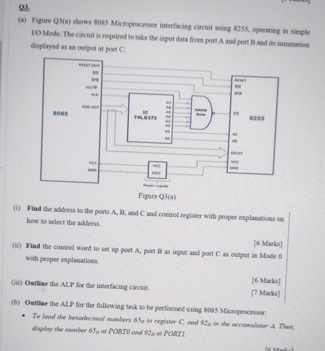 Solved Q3. (a) Figure Q3(a) shows 8085 Microprocessor | Chegg.com