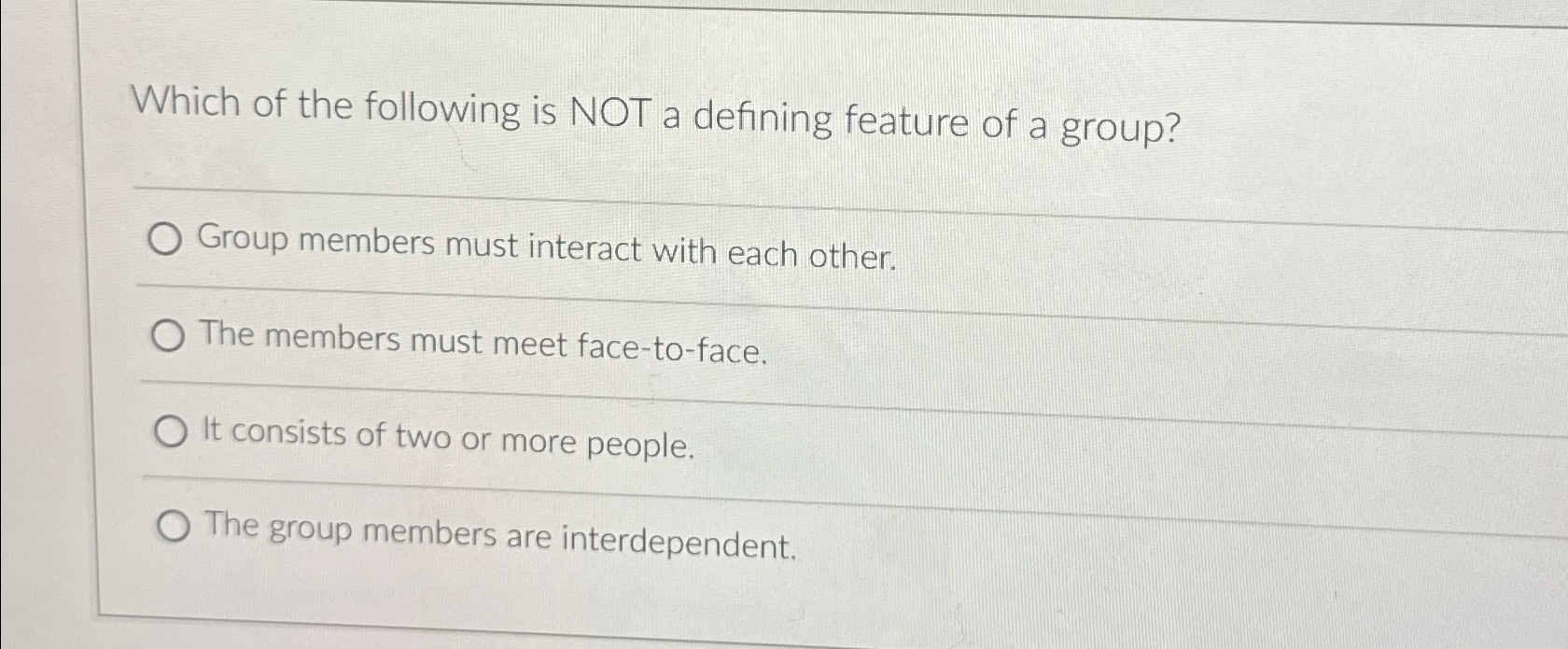 Solved Which of the following is NOT a defining feature of a | Chegg.com