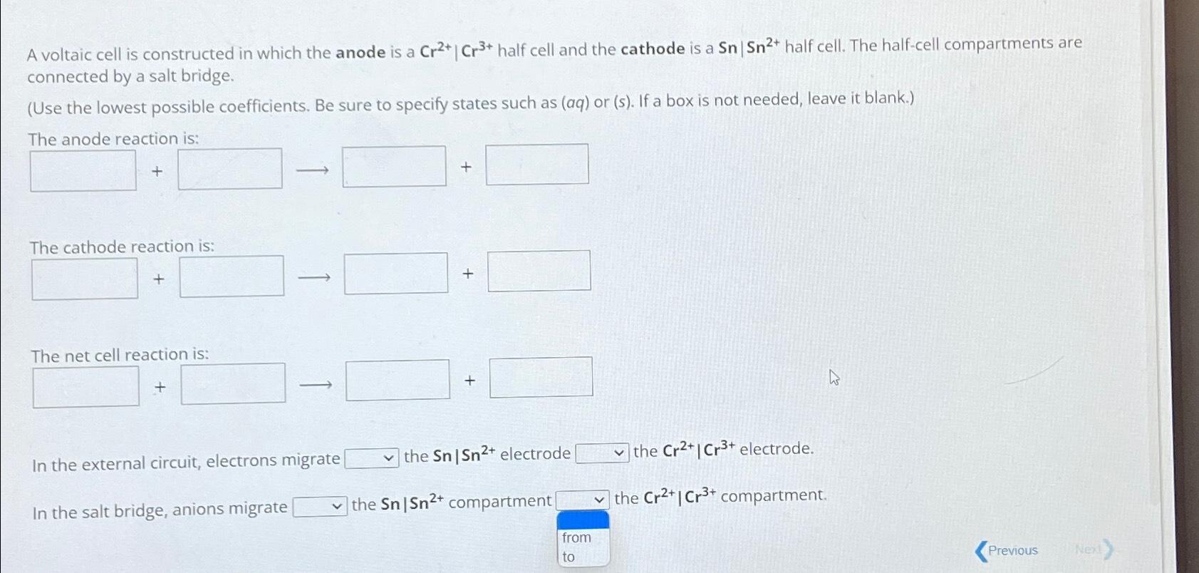 Solved A voltaic cell is constructed in which the anode is a | Chegg.com