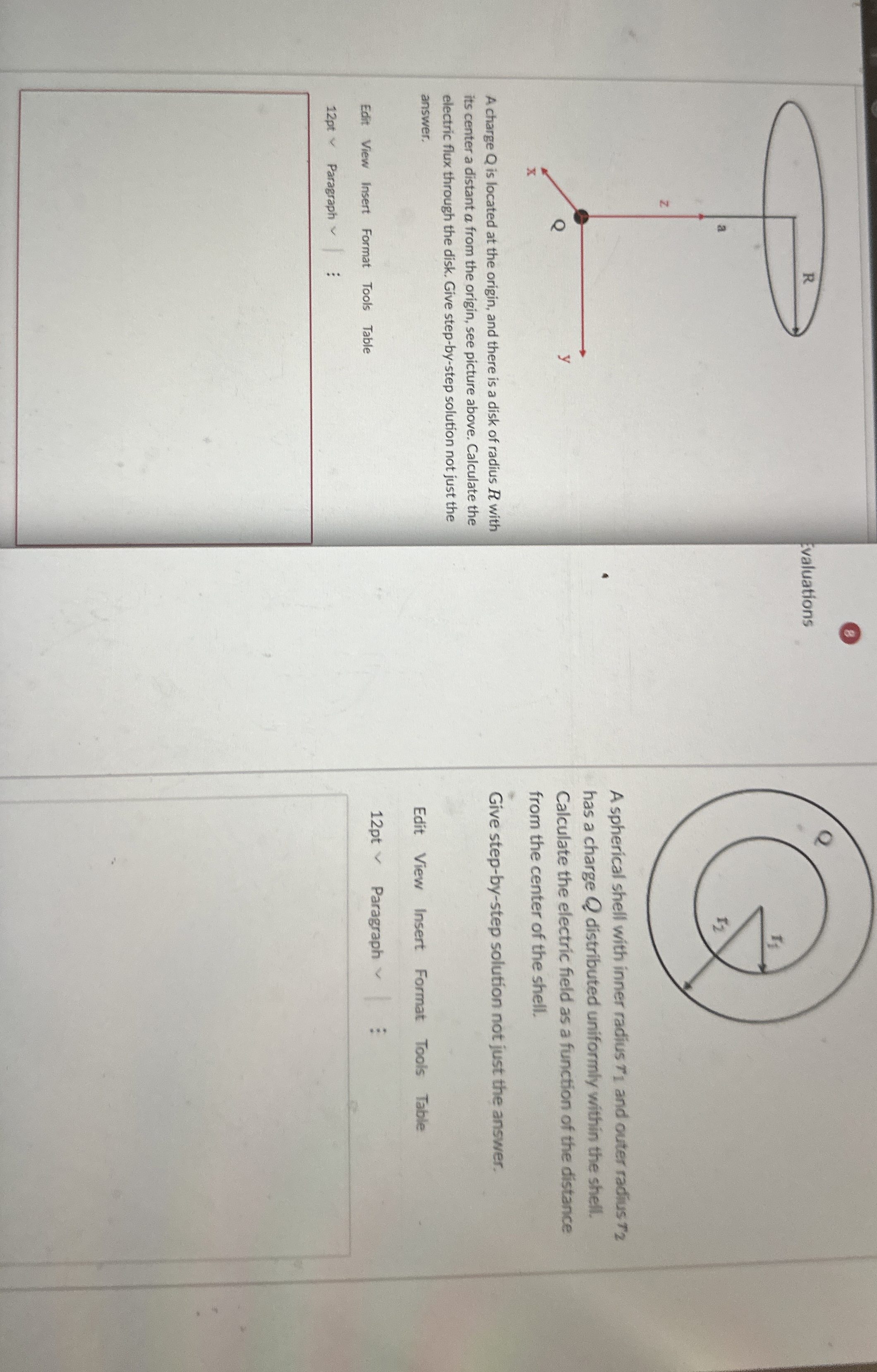 Solved 8valuationsA charge Q ﻿is located at the origin, and | Chegg.com