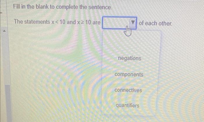 Solved Fill in the blank to complete the sentence. The | Chegg.com