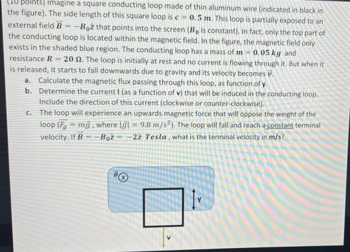 Solved points) Imagine a square conducting loop made of thin | Chegg.com