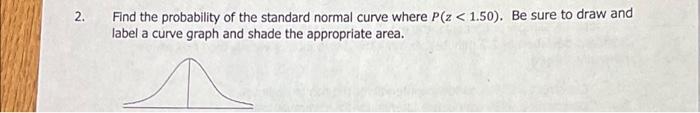 Solved 2. Find the probability of the standard normal curve | Chegg.com