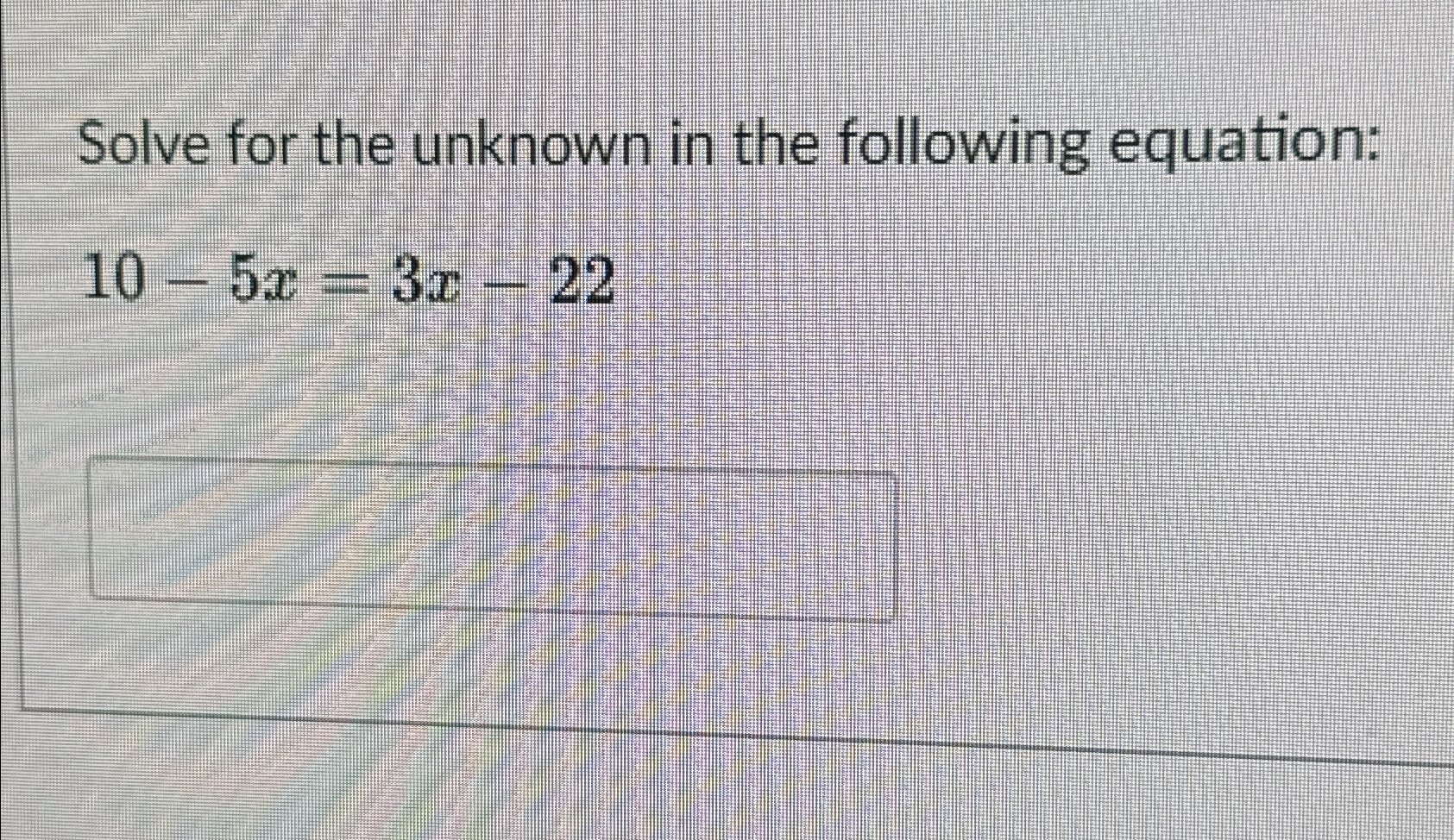 Solved Solve for the unknown in the following | Chegg.com