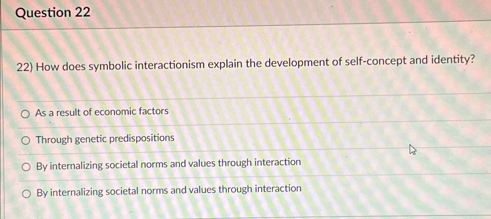 Solved Question 22How does symbolic interactionism explain | Chegg.com