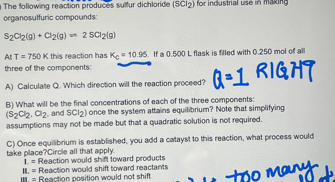 Solved The following reaction produces sulfur dichloride | Chegg.com