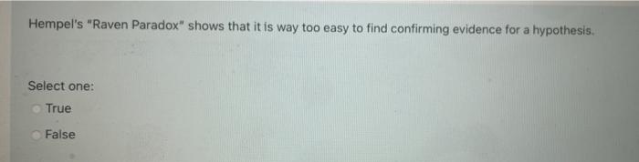Solved Hempel's "Raven Paradox" shows that it is way too | Chegg.com