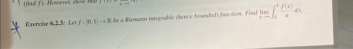Solved Exercise 6.2.3: Let f:[0,1]→R be a Riemann integrable | Chegg.com