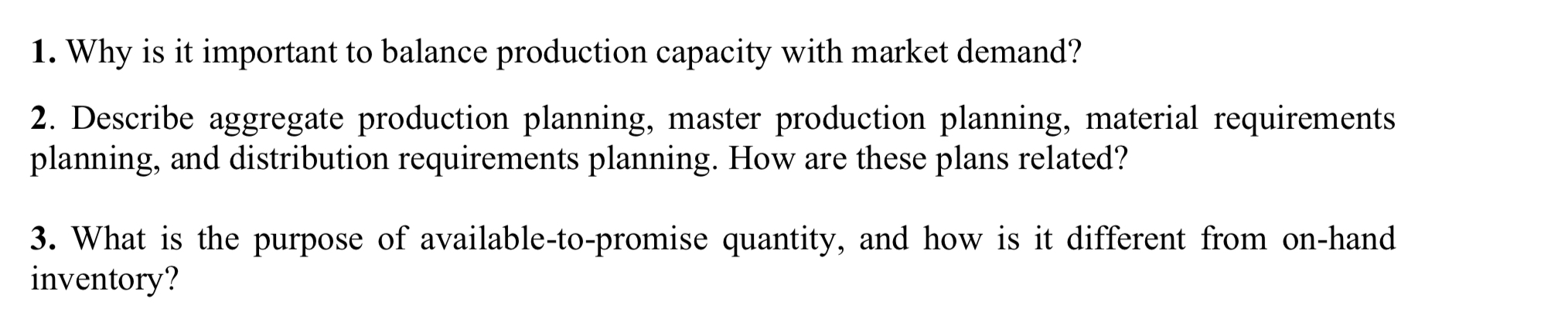Solved Why is it important to balance production capacity | Chegg.com