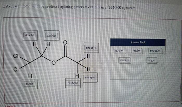 Solved Label each proton with the predicted splitting | Chegg.com