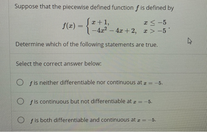 Solved Suppose that the piecewise defined function f is | Chegg.com