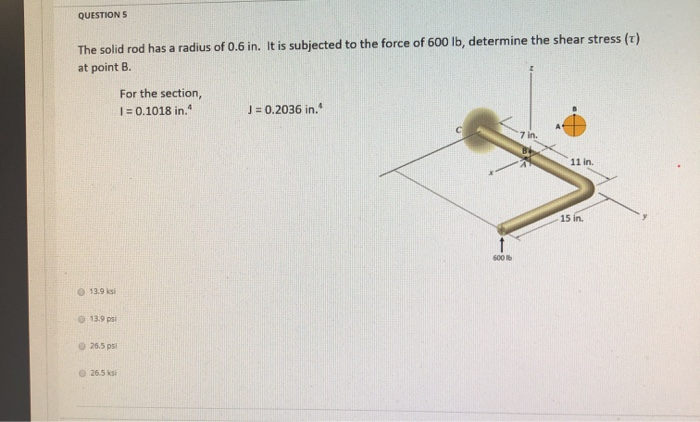 Solved QUESTIONS The solid rod has a radius of 0.6 in. It is | Chegg.com