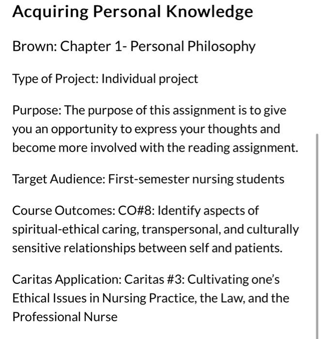 Acquiring Personal Knowledge Brown: Chapter 1- | Chegg.com