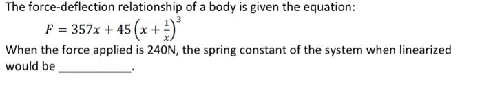 Solved The force-deflection relationship of a body is given | Chegg.com