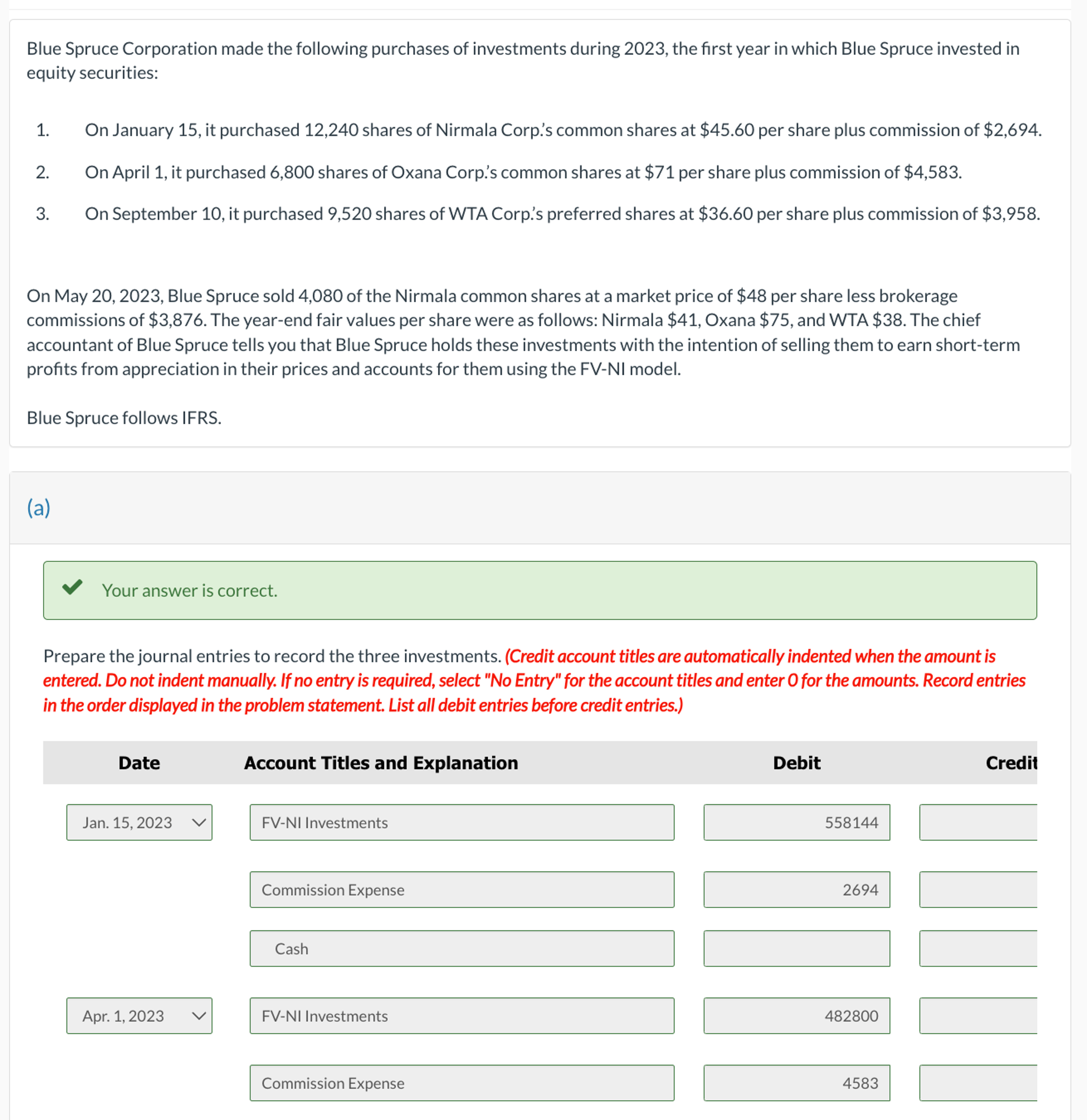 Solved Blue Spruce Corporation made the following purchases | Chegg.com
