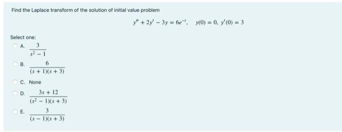 Find the Laplace transform of the solution of initial | Chegg.com