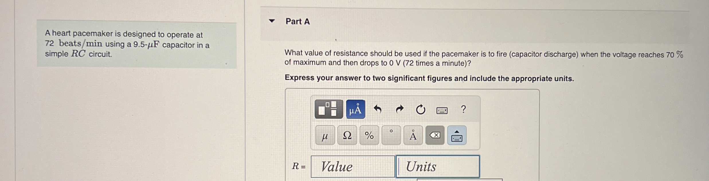 Solved A heart pacemaker is designed to operate at 72 ﻿beats | Chegg.com