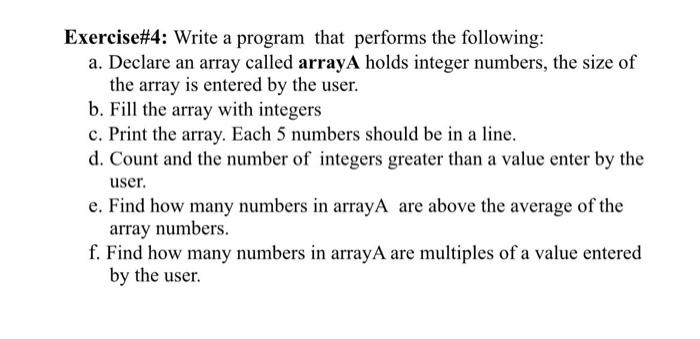 Solved Exercise #4: Write a program that performs the | Chegg.com