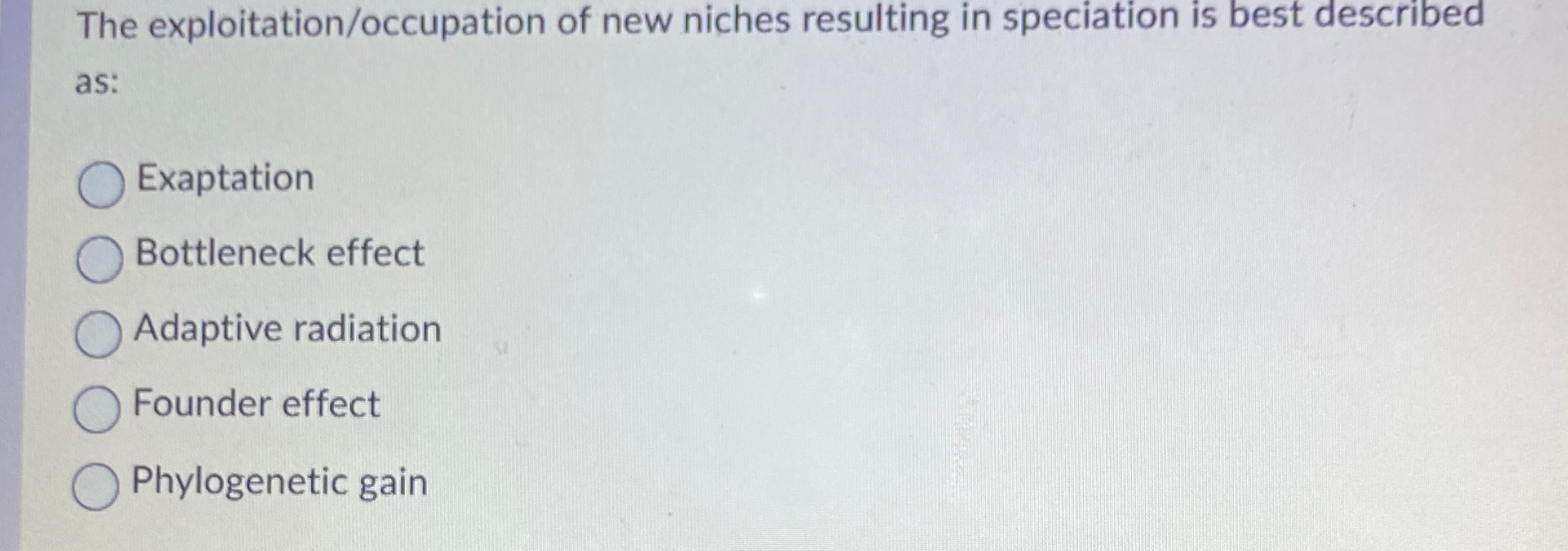 Solved The exploitation/occupation of new niches resulting | Chegg.com