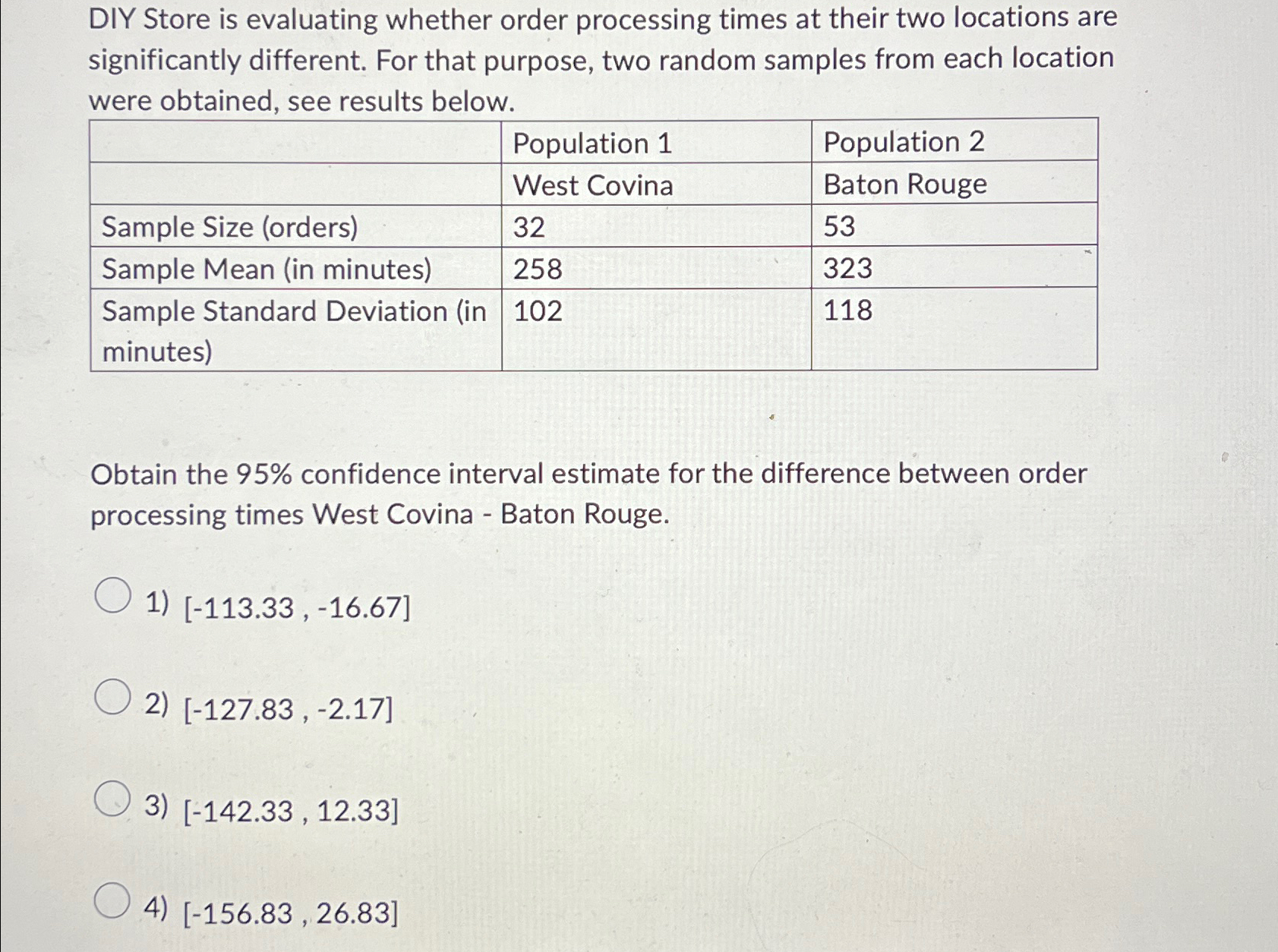 Solved DIY Store is evaluating whether order processing | Chegg.com