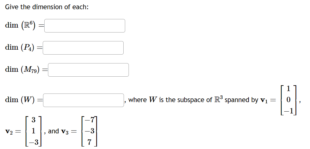 Solved Give the dimension of | Chegg.com