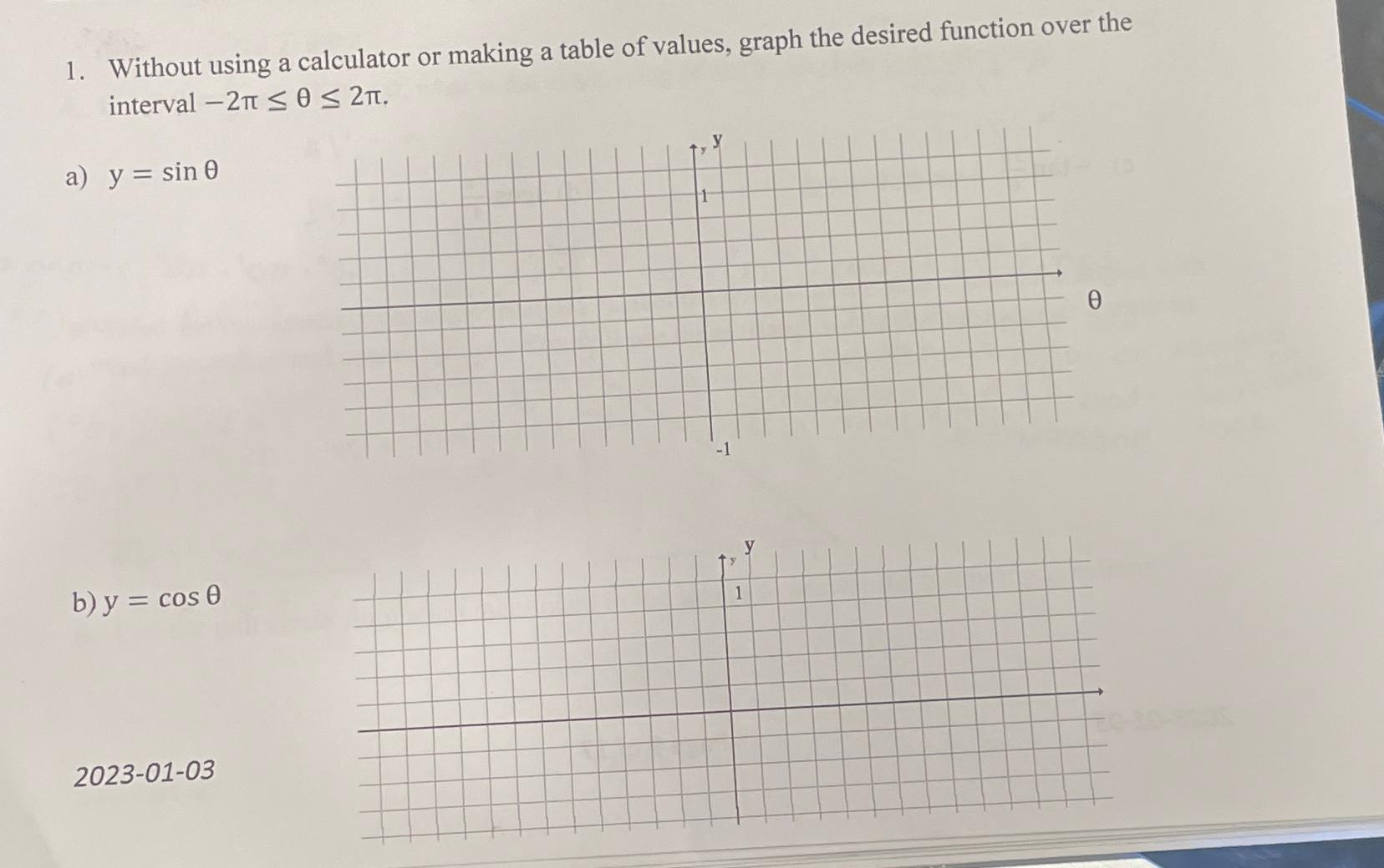 Solved Without using a calculator or making a table of | Chegg.com