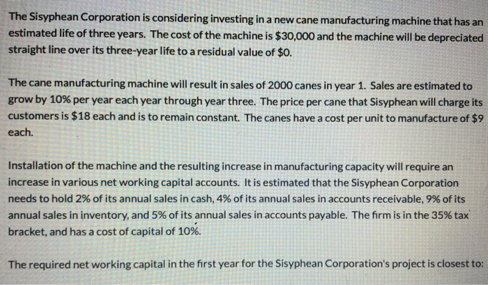 Solved 1. The required networking capital in the first year | Chegg.com