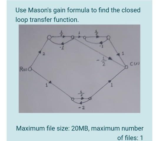 Solved Use Mason's gain formula to find the closed loop | Chegg.com