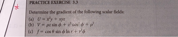 Solved PRACTICE EXERCISE 3.3 Determine the gradient of the | Chegg.com