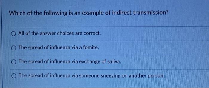 Solved Which of the following is an example of indirect | Chegg.com