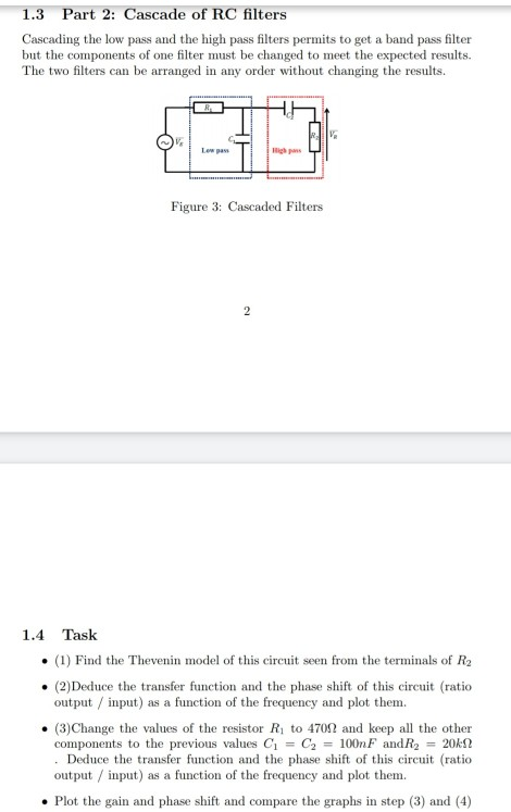 Solved 1.3 Part 2: Cascade of RC filters Cascading the low | Chegg.com