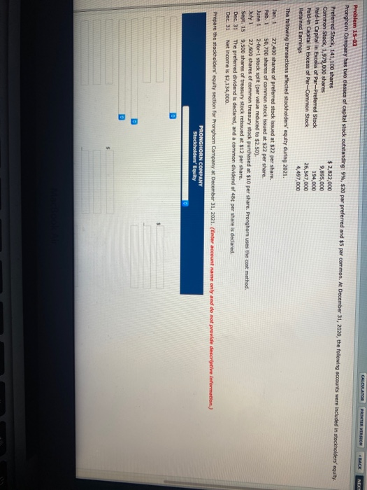 Solved CALCULATOR PRINTER VERSION BACK Problem 15-03 | Chegg.com