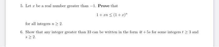 5. Let x be a real number greater than -1 . Prove | Chegg.com