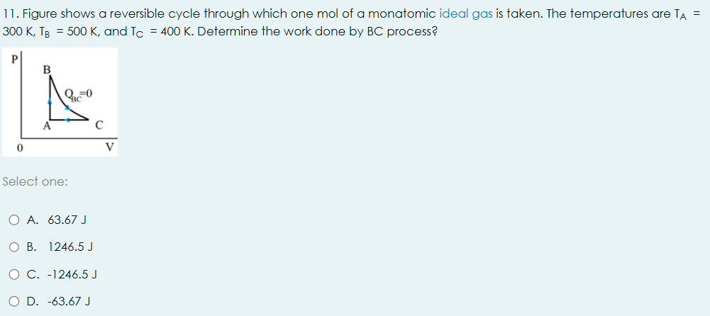 Solved Figure shows a reversible cycle through which one mol | Chegg.com