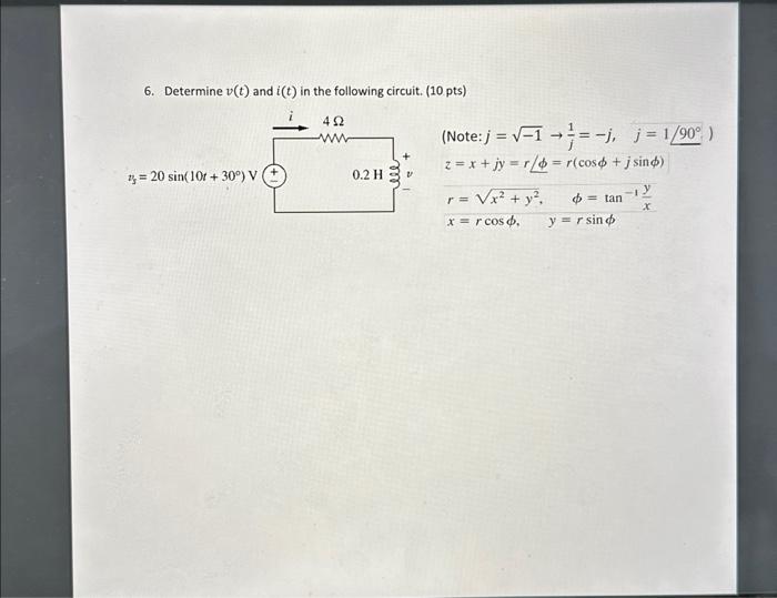 Solved 6. Determine v(t) and i(t) in the following circuit. | Chegg.com
